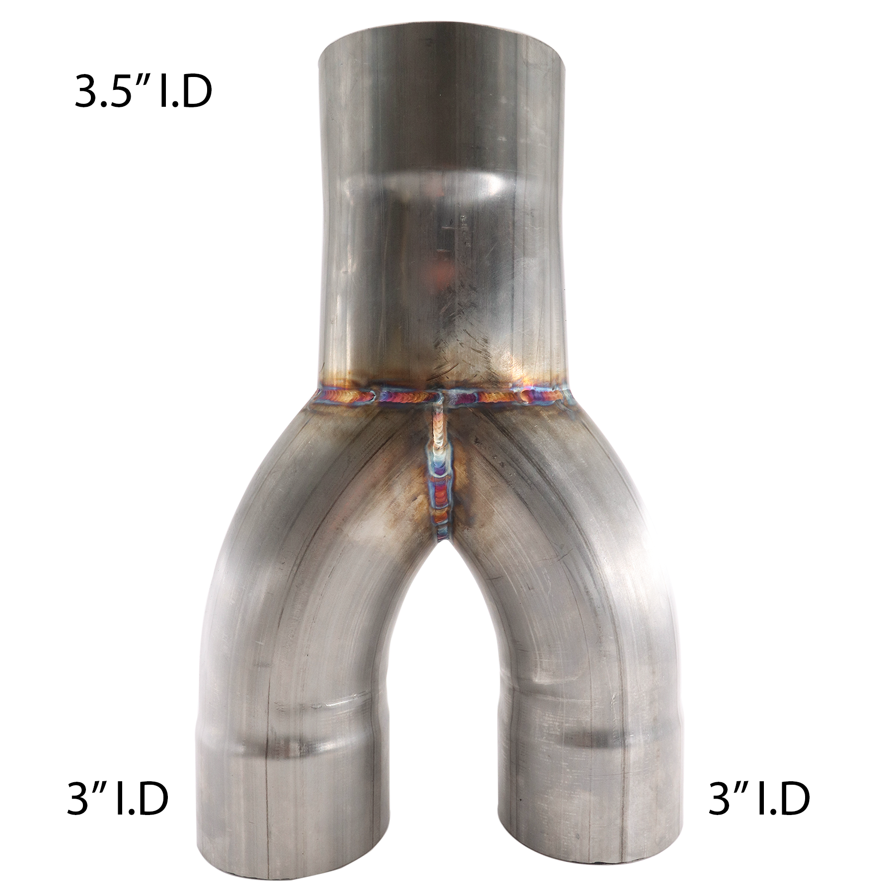Y-PIPE 3.5" I.D INLET TO DUAL 3" I.D OUTLET TIG WELDED/U.S.A 304 Stain ...