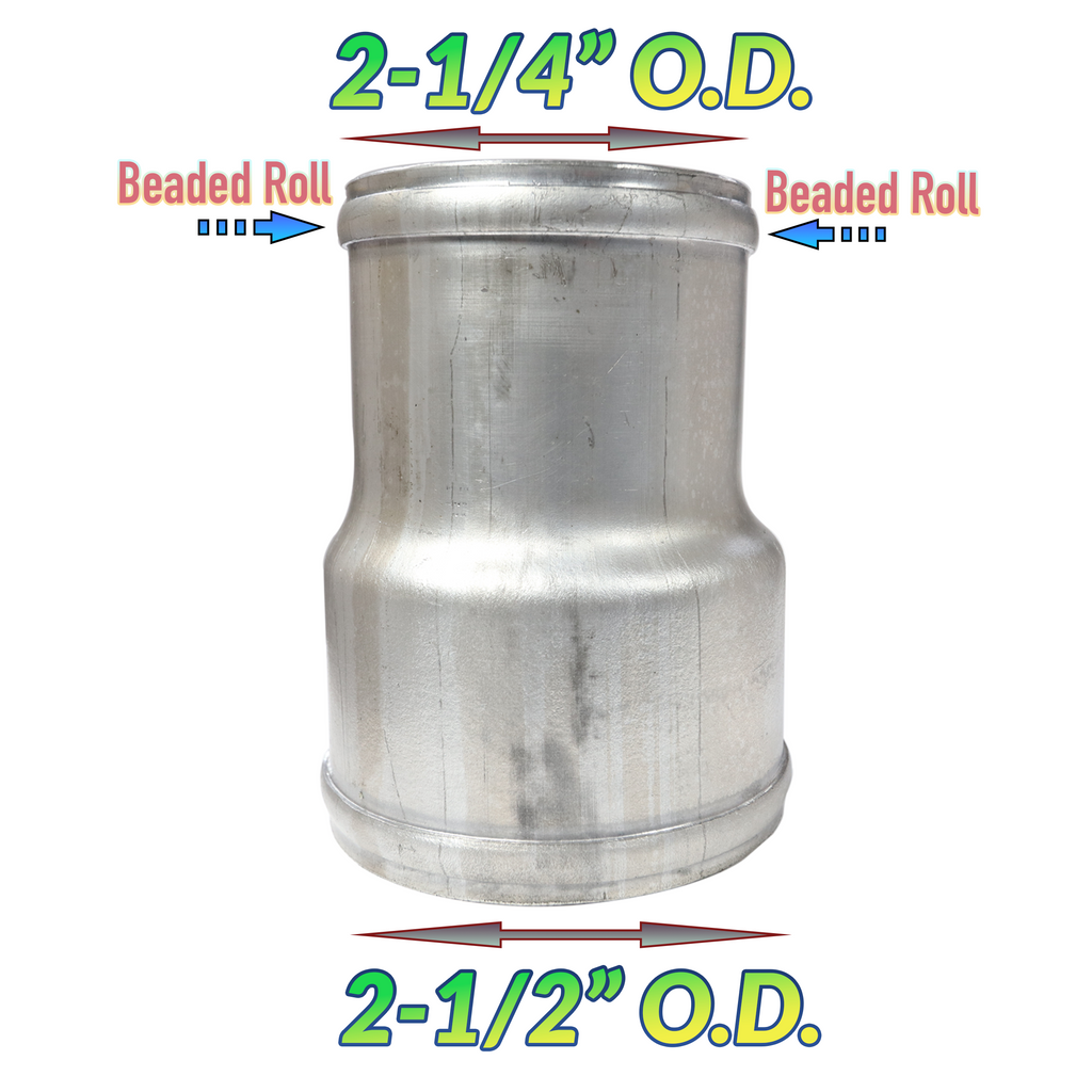 Aluminum Coupler 2.25" Bead Rolled On One End And 2.5" Bead Rolled On ...